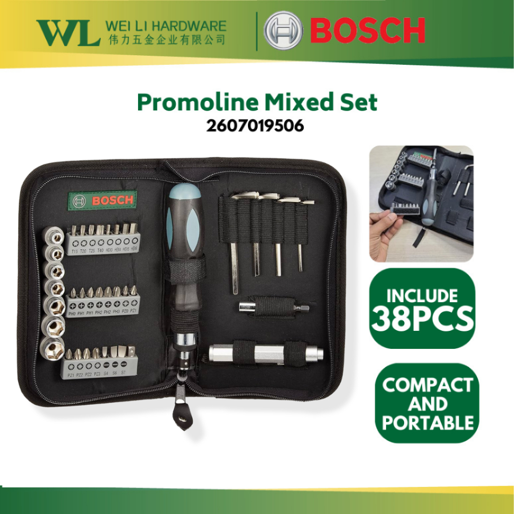 BOSCH Original 38pcs Promoline Mixed Screw Driver Set 2607019506 ...