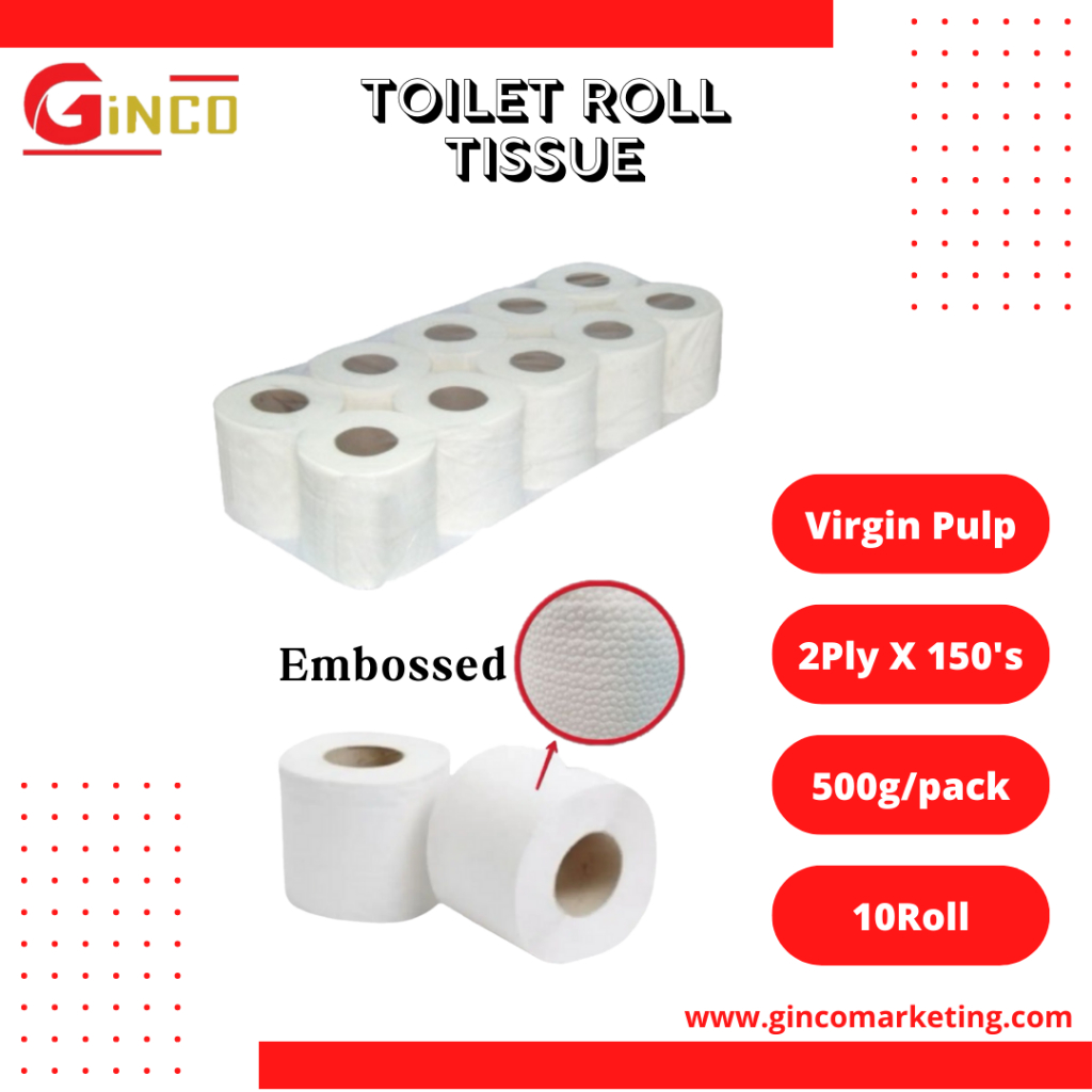 Economy Toilet Roll Tissue Paper Tissue Roll 2Ply 150 Sheets (10 Rolls ...