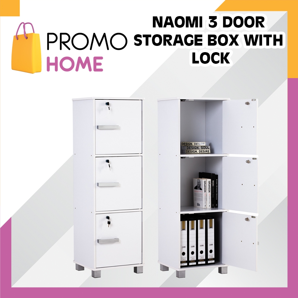 NAOMI 3 DOOR STORAGE BOX WITH LOCK WHITE | Shopee Malaysia