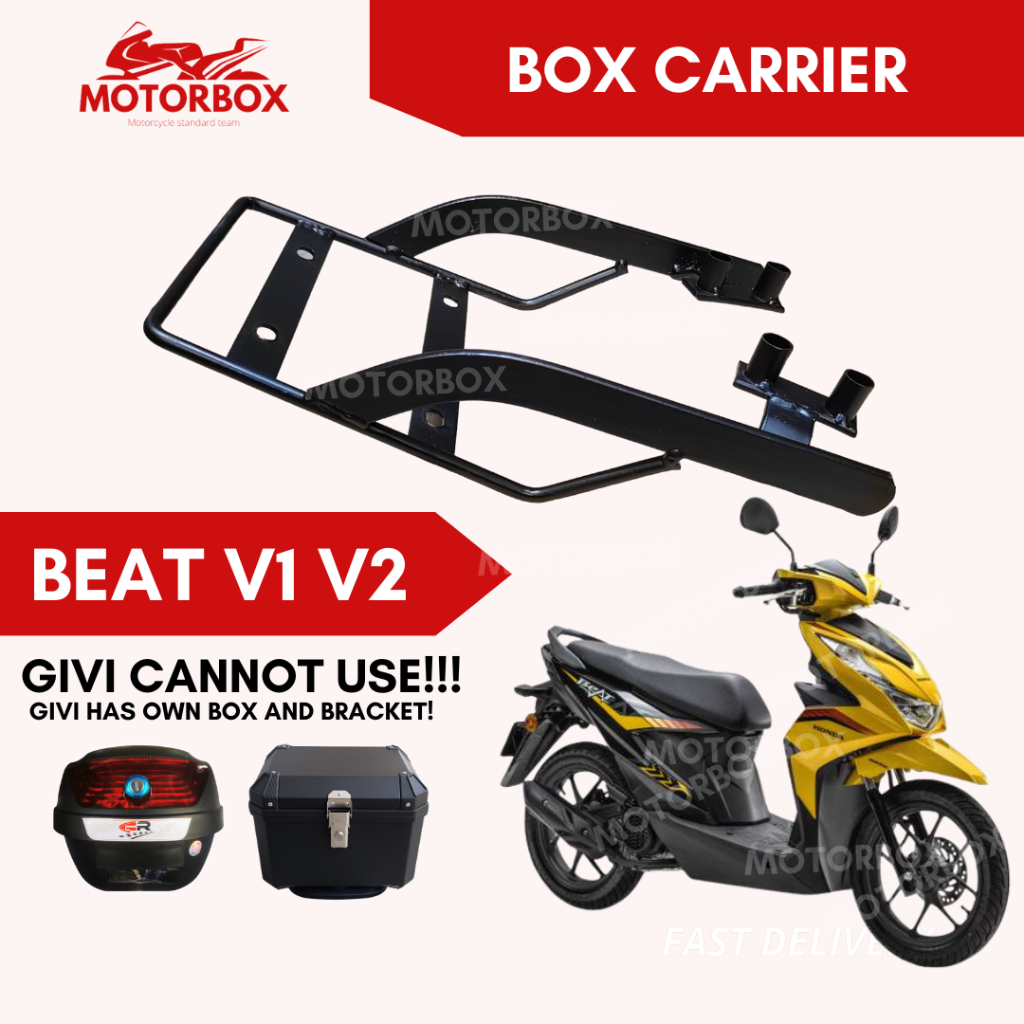 HONDA BEAT 110 FRIST MODEL REAR BOX MONORACK BOX CARRIER HEAVY DUTY PVC KOTAK BESI BELAKANG ...