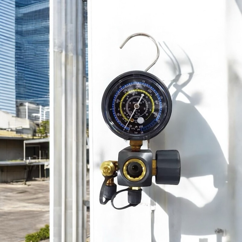 Single Manifold Gauge Exhaust Type R32 R410a R22 R134a Aircond Pressure ...