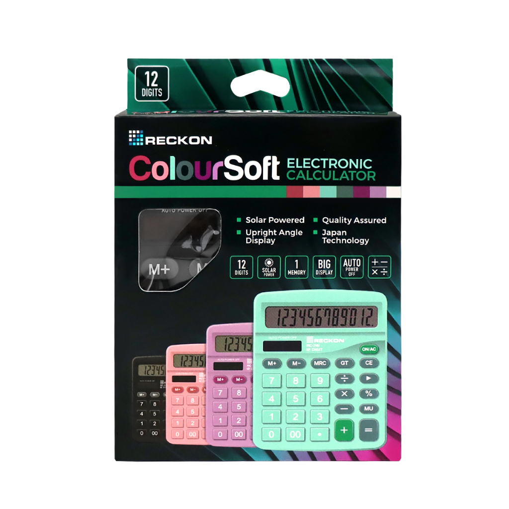 Unicorn 12 Digit Reckon Black Calculator, RC-697 Black, Blue & Pink ...