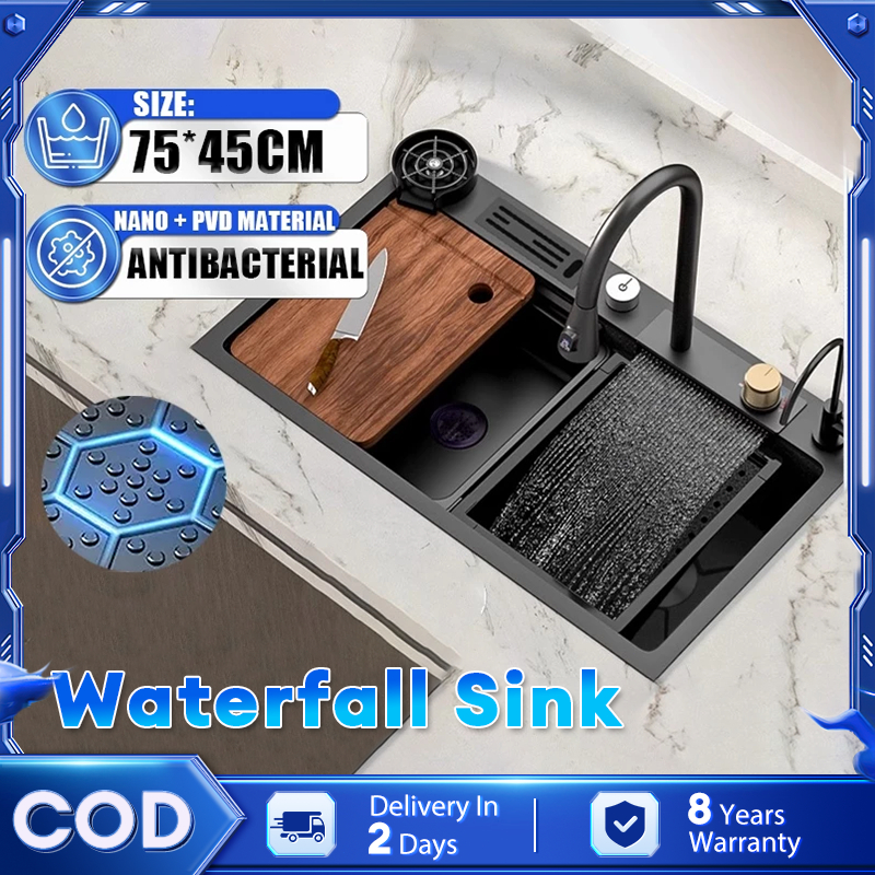 Sinki Dapur Nano Sink 304 Stainless Steel Kitchen Sink Whale Waterfall ...