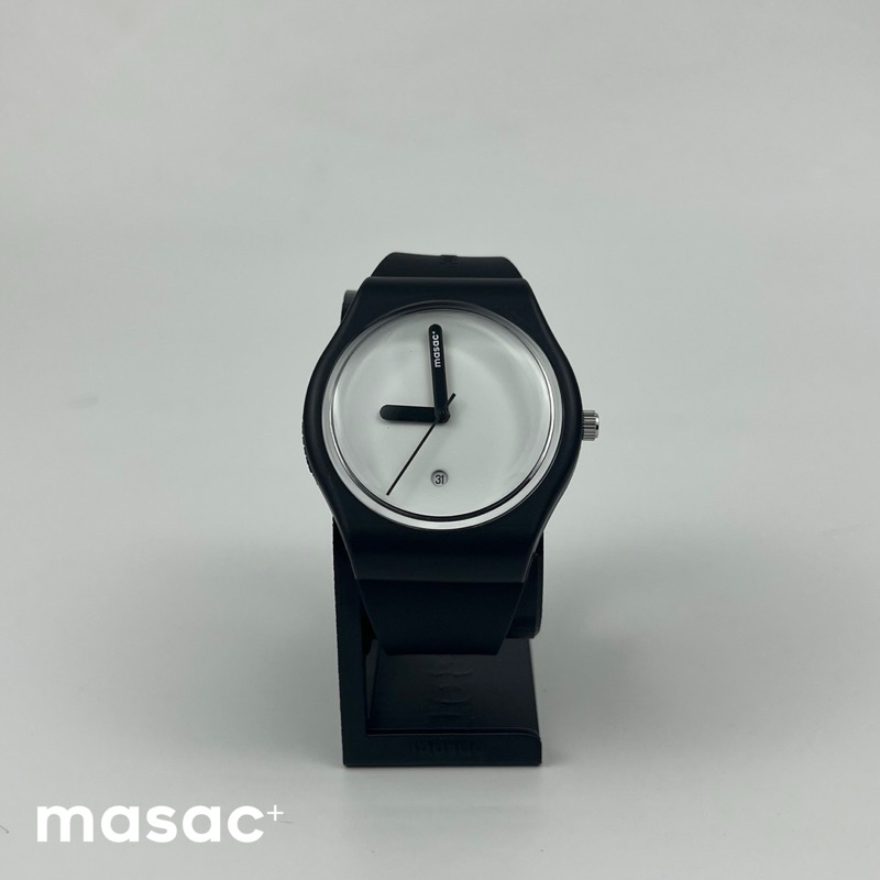 masac+basic black : blank white watch | Shopee Malaysia