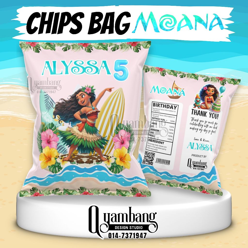[SIAP 2 HARI] CHIPS BAG MOANA / PARTY BAG - 1 PACK (10pcs) - Glossy A5 ...