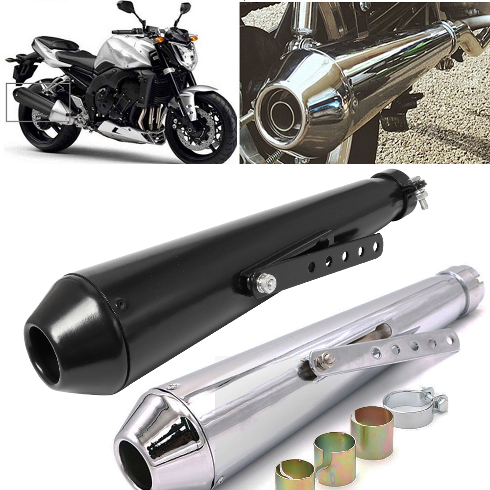 MUFFLER EXHAUST PIPE Motorcycle Cafe Racer Exhaust Pipe with Sliding ...