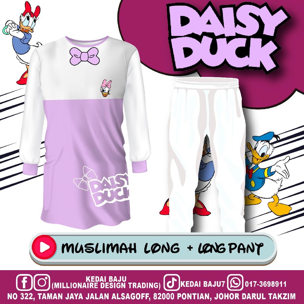 DAISY DUCK | 黛丝鸭 | Donald Duck | Costume Kid Adult Outfit Matching Set ...