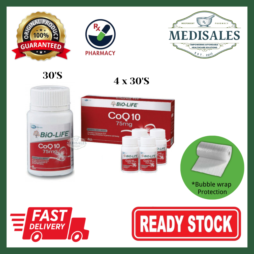 BIO-LIFE COQ10 75MG CAPS 30'S | 4 X 30'S (EXP 05/2026) BIOLIFE | Shopee ...