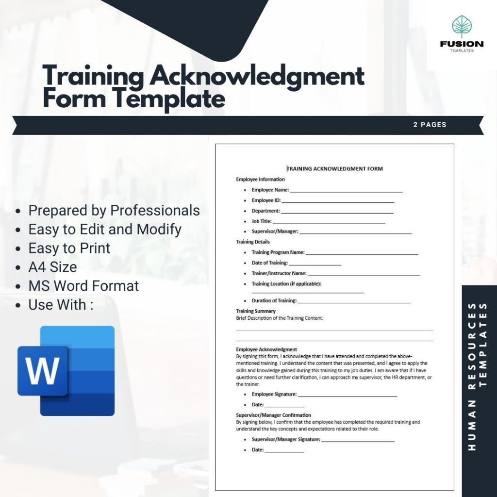 Training Acknowledgment Form Template | Shopee Malaysia