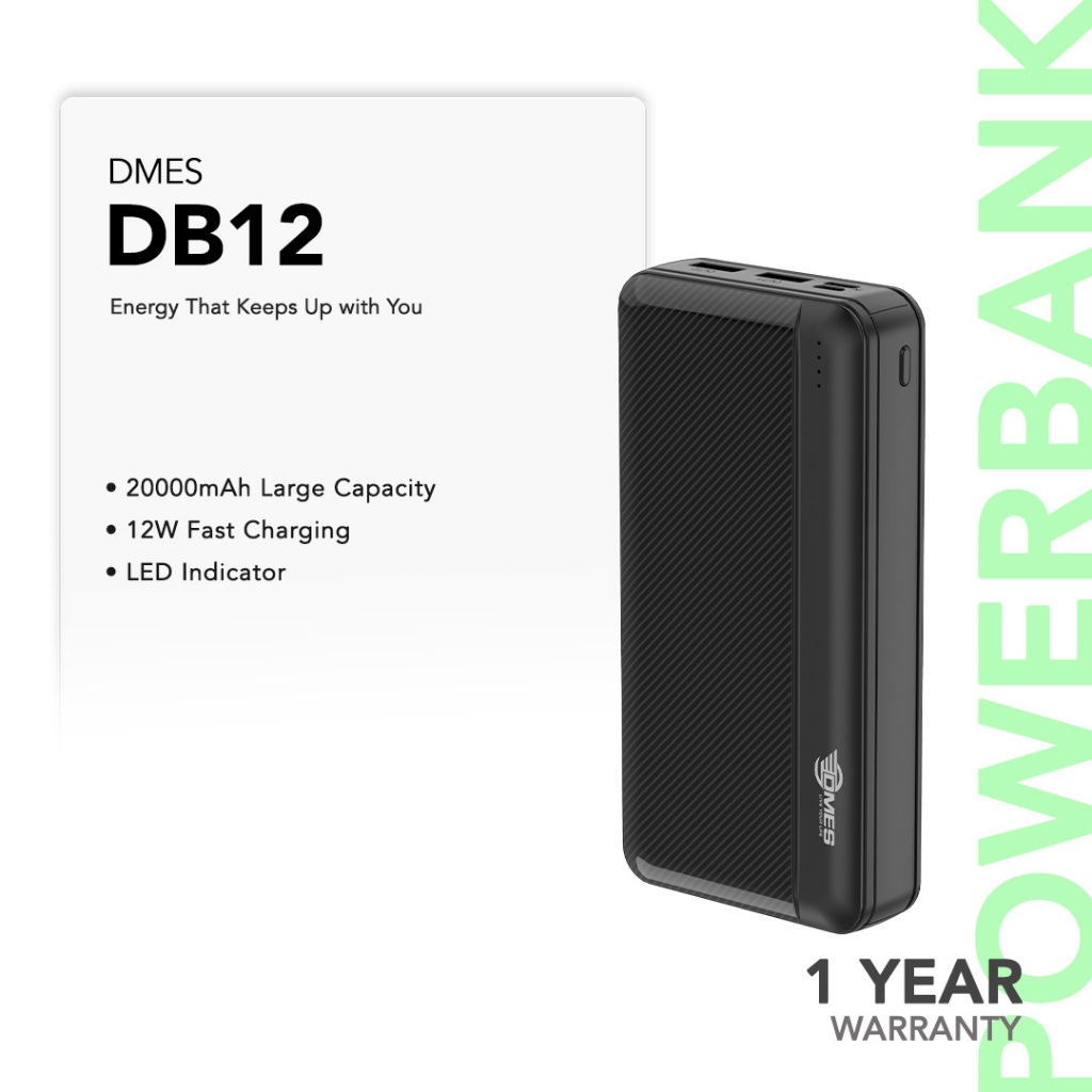 Dmes DB12 20000mAh Power Bank Dual USB Output Type-C Micro Input LED ...