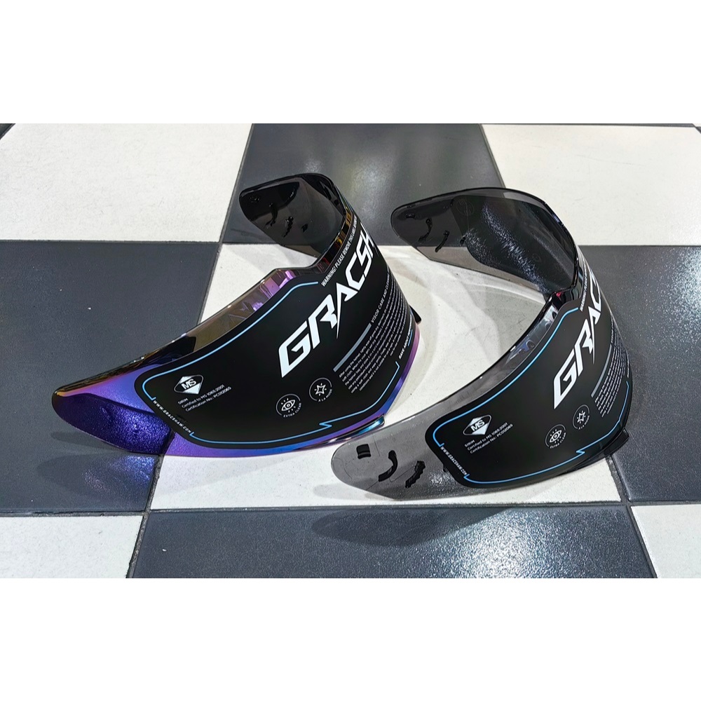 VISOR SMOKE/ RAINBOW FOR GRACSHAW G9200 FULL FACE DOUBLE VISOR GRANDIO ...