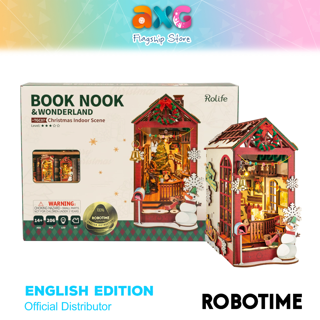 Robotime Rolife Christmas Indoor Scene DIY Book Nook Shelf Insert ...