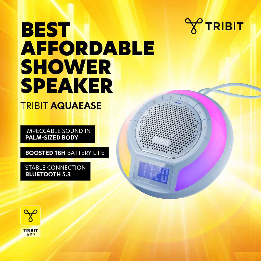 Tribit AquaEase - Bluetooth Shower Speaker, IPX7 Waterproof Wireless ...