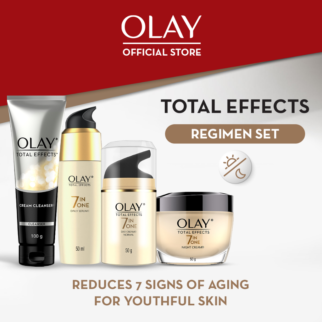 Olay Total Effects Full Regimen Bundle (Cleaner 100g + Serum 50ml + Day ...