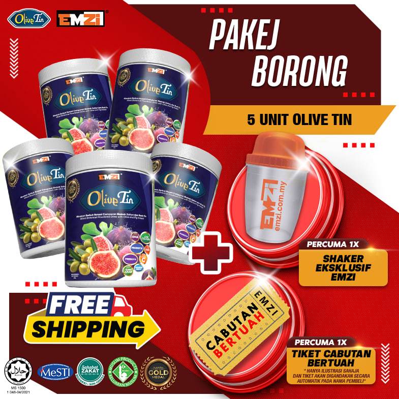 OLIVE TIN 5 BOTOL ORIGINAL FREE SHAKER | Shopee Malaysia
