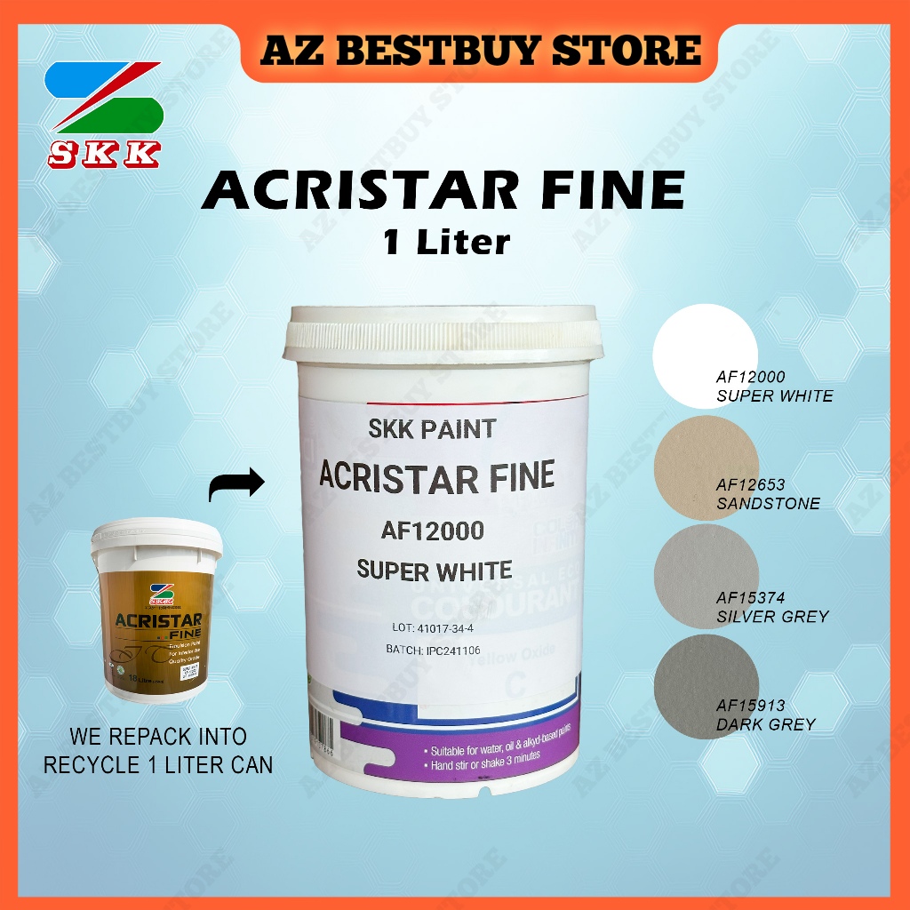 [1 Liter] SKK Acristar Fine Super White Emulsion Paint Interior Wall ...
