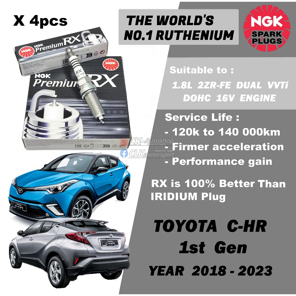NGK Premium RX Spark Plug - Toyota CHR C-HR ZGX11 1.8L 2ZRFE Dual VVTi ...