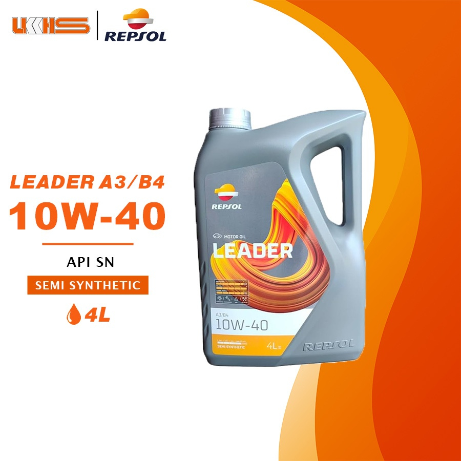 REPSOL LEADER A3/B4 10W40 API SN/CF SEMI SYNTHETIC ENGINE OIL (4 LITERS ...