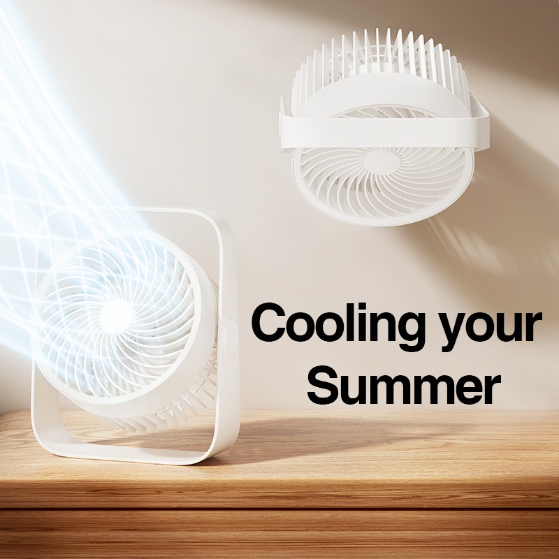 RTAKO Wall-mounted toilet dual-use desktop Small charging Silent double-blade cooling D06 fans ...