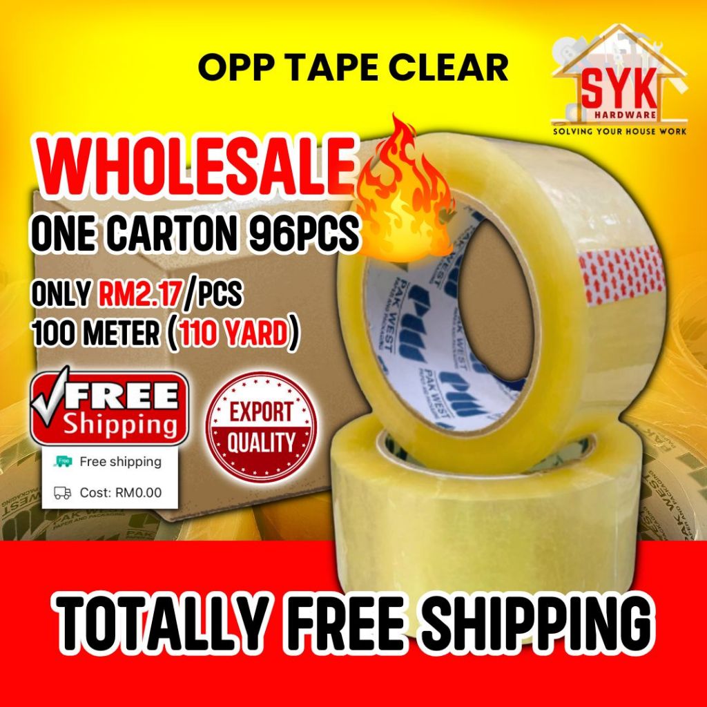 SYK OPP Tape Clear 48mmx100meter Adhesive Tape Cellophane Tape Packing ...
