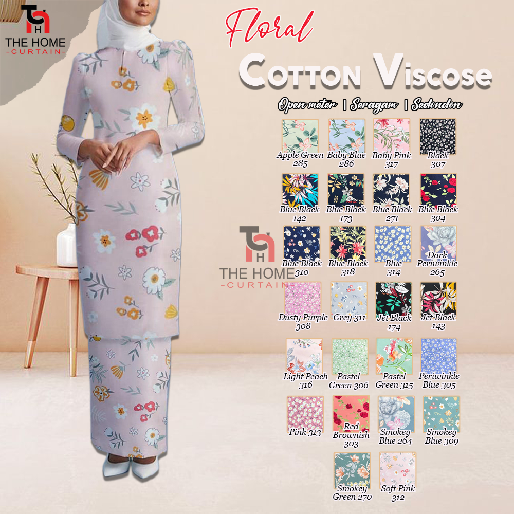 Pre-Order Women Floral Cotton Viscose Fabric Meter (P1) / Design 01-13 ...