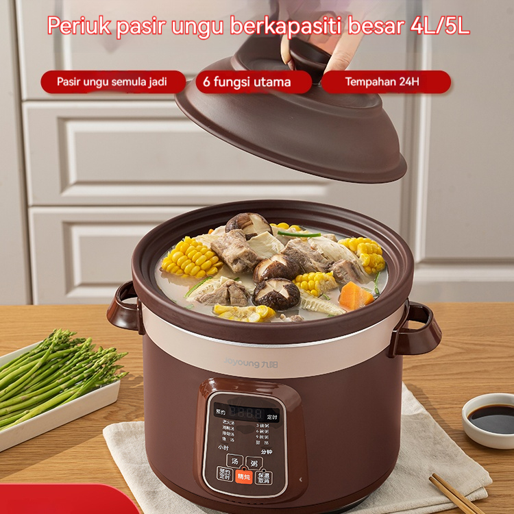 Joyoung Elektrik Stew Pot Periuk Sup dan Bubur Periuk Seramik Tanah Liat Ungu Multifungsi ...