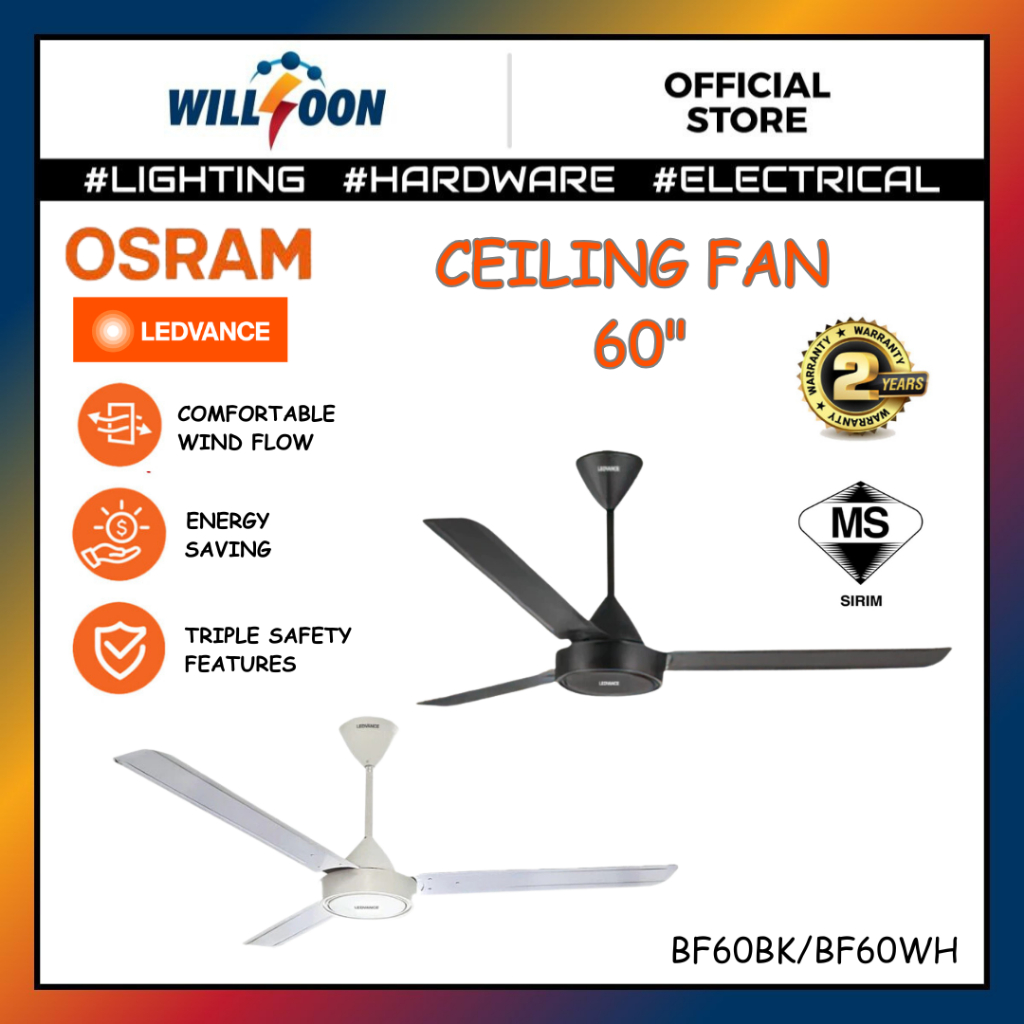 OSRAM LEDVANCE CEILING FAN 60" BF60BK / BF60WH BLACK AND WHITE # ...