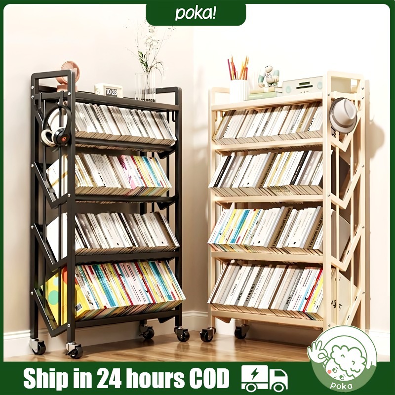 Bookshelf Almari Buku Steel Metal Book Rack Rak Buku Besi 2/3/4/5Tier ...