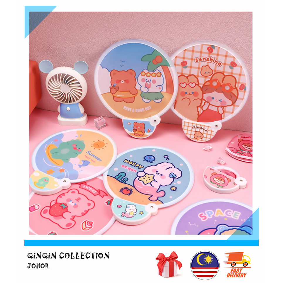 Cartoon Hand Retractable Fan Mini Cute Fan Portable Round Folding Fan ...