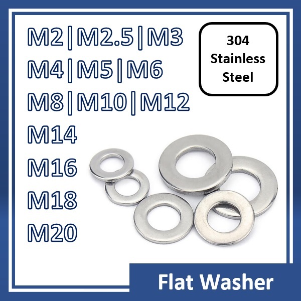 [ JayaBio ] 304 Stainless Steel Flat Washer Gasket M2 M2.5 M3 M4 M5 M6 ...