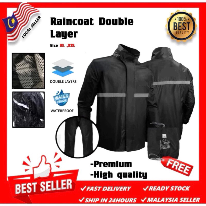 2In1 TWO LAYER RAINSUIT BAJU HUJAN MOTOR RAINCOAT RAIN SHIRT WITH PANT ...