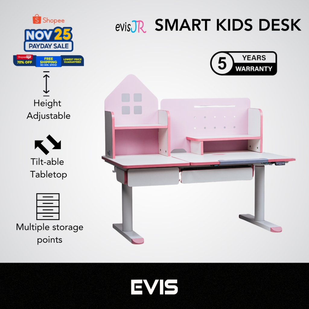 EVIS Jr's Smart Kids Desk Height Adjustable Study Table with Multiple ...