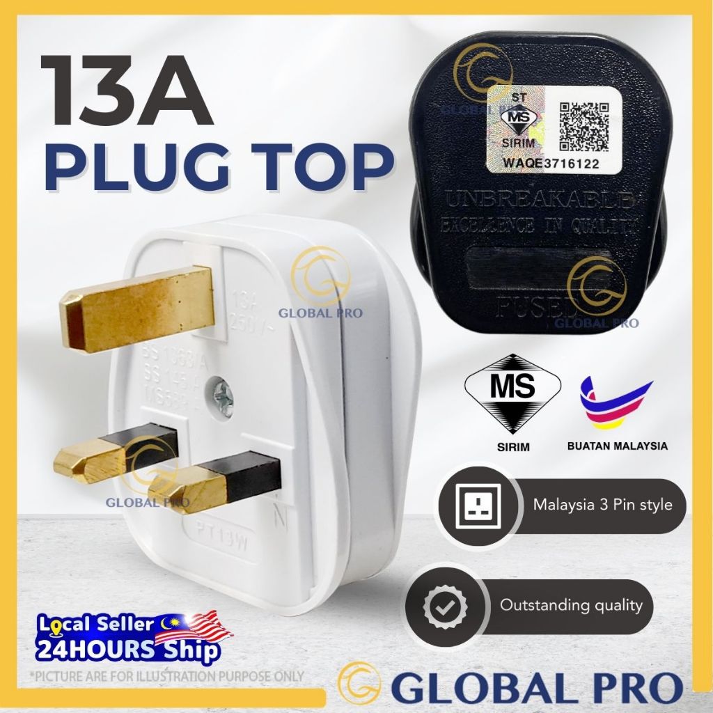 [SIRIM] 13A Plug Top Plug 3 Pin Plug Extension Plug Switch Water Heater ...