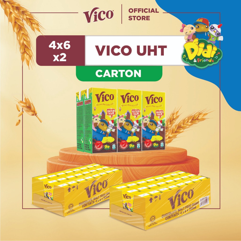 VICO UHT CHOCOLATE MALT DRINK 2 CARTON(200ml X 24Pack X 2Carton ...