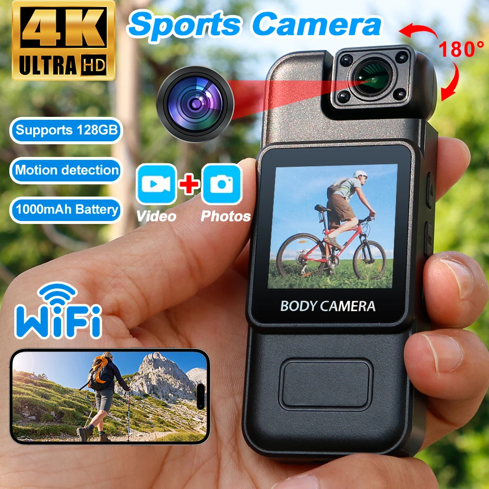 4K HD WiFi Mini Camera Portable Digital Video Recorder Color Screen ...