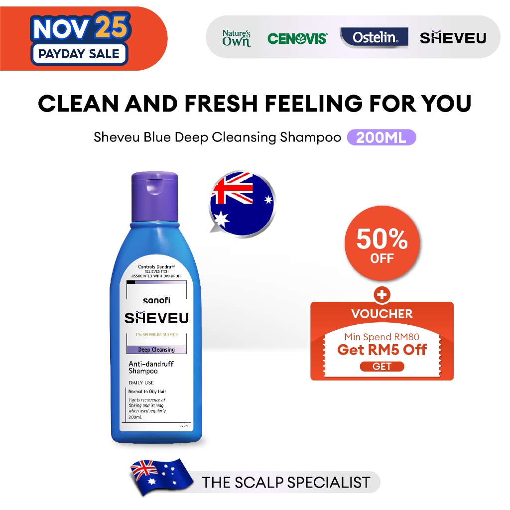 SHEVEU Blue Deep Cleansing Anti-Dandruff Shampoo (200ml) | Shopee Malaysia