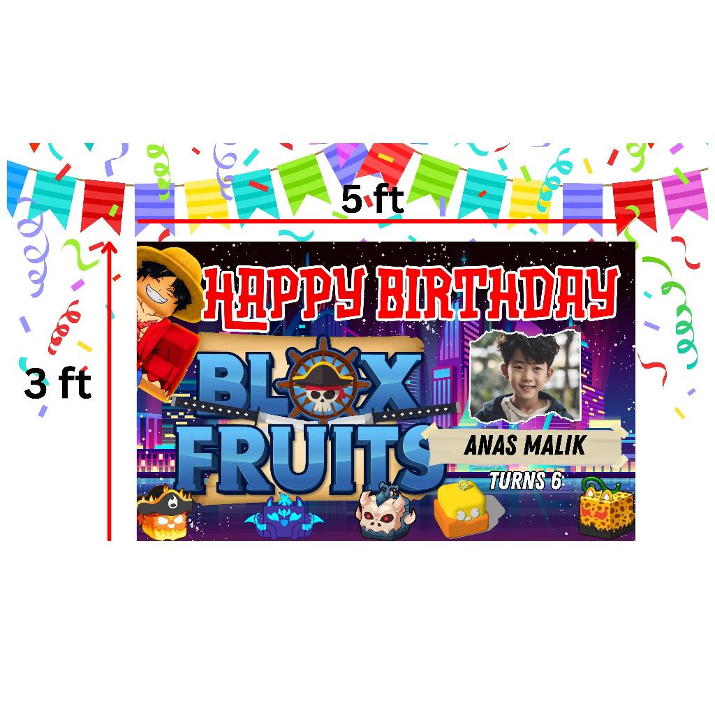 BLOX FRUITS Birthday Banner 3ft x 5ft Free 4 Lubang | Shopee Malaysia