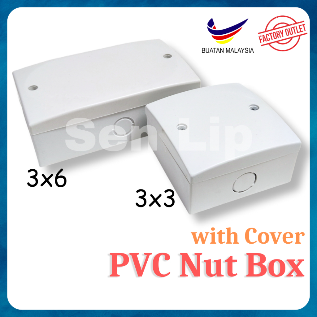 3x3, 3x6 PVC Nut Box (With Cover) / Switch Socket Base screw with Blank ...
