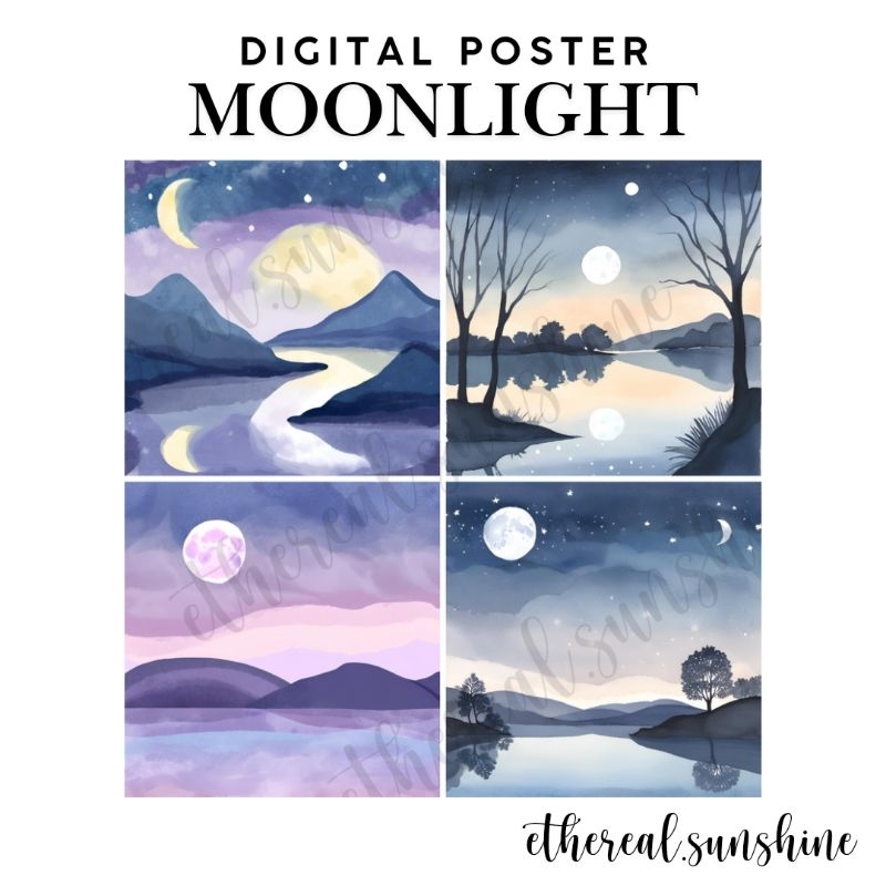PRINTABLE MOONLIGHT DIGITAL POSTER | ETHEREAL SUNSHINE COLLECTION ...