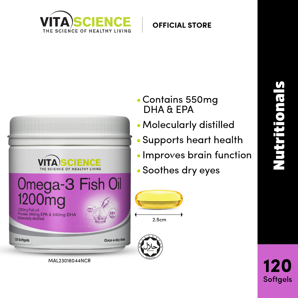 VitaScience Omega-3 Fish Oil 1200mg [Expiry 8/2025] | Shopee Malaysia