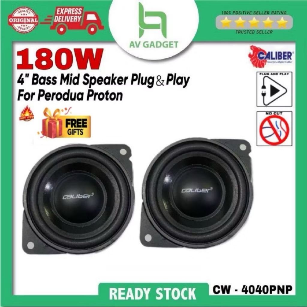 [Free Gift] Caliber 4" Bass Mid Speaker Plug And Play For Perodua ...