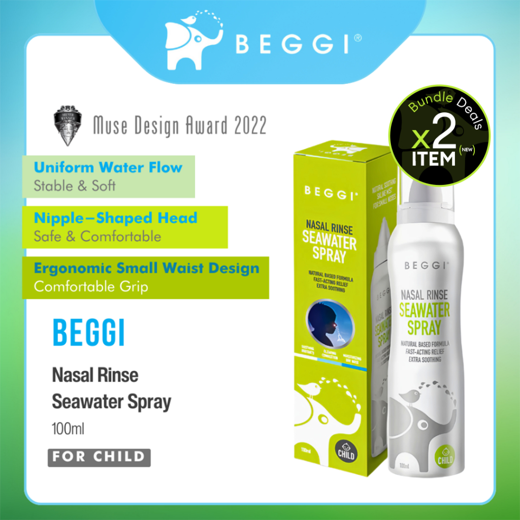 [2 Bottles] BEGGI Nasal Rinse Seawater Spray y Saline Nasal ...