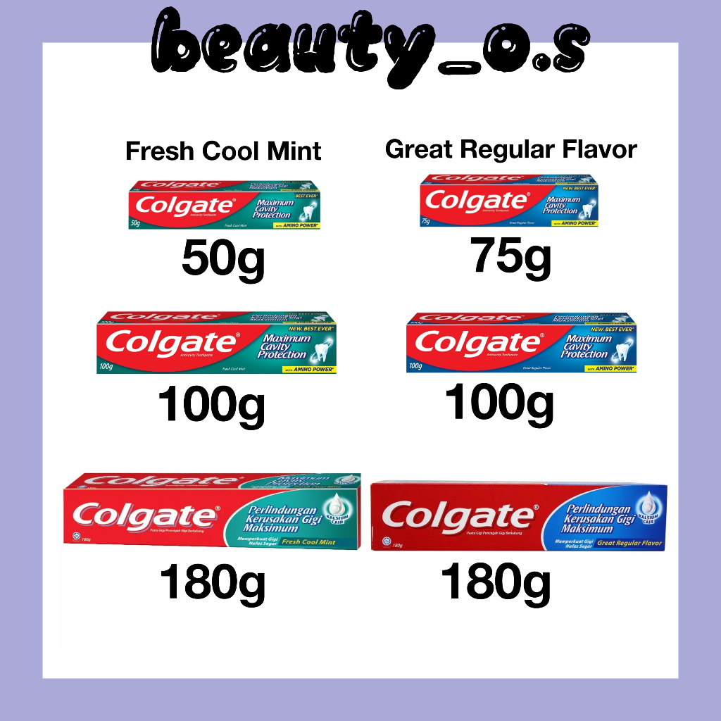 Colgate Toothpaste (Fresh Mint/ Great Regular Flavor) - 50g/ 75g/ 100g ...