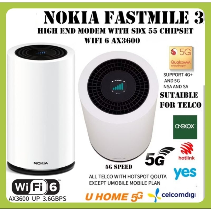 NOKIA Fastmile 3 /OPPO T1A /3UK /EE Nr5103 5G Gateway Modem Router Dual ...