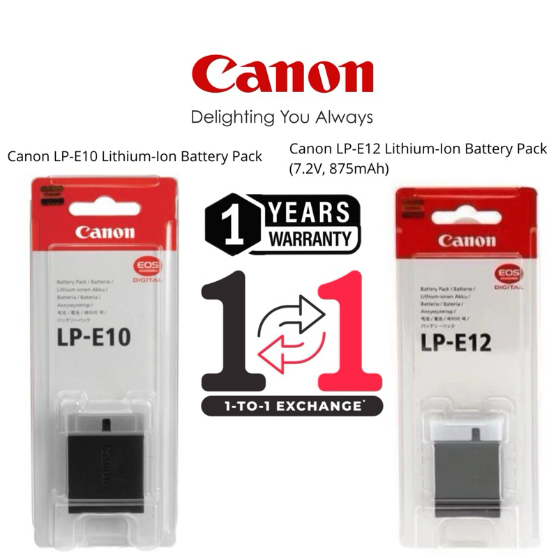 CANON LP-E12 BATTERY CANON LP-E10 BATTERY (1 YEARS WARRANTY) 1 TO 1 EXCHANGES LP-E10 CHARGER LP ...