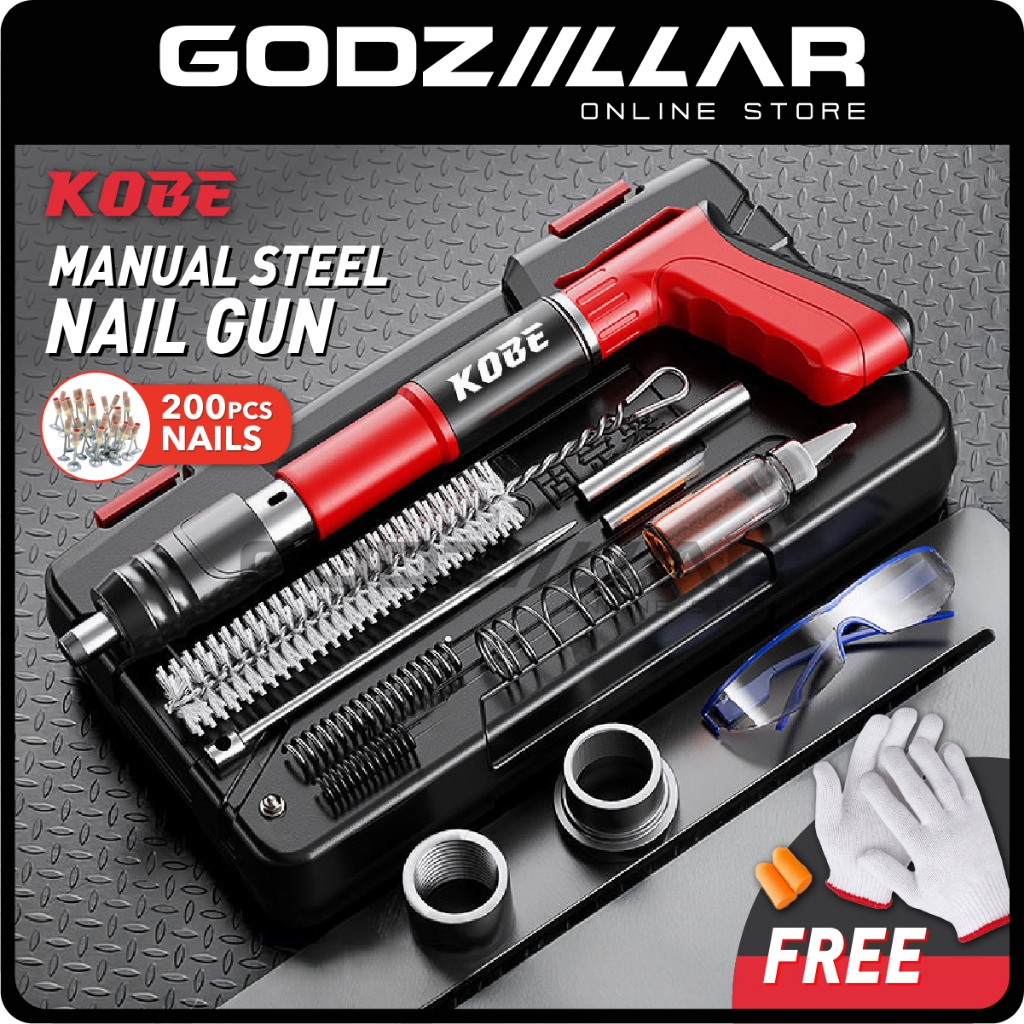 (Free 200pcs Nails) Kobe Manual Steel Nail Gun Concrete Rivet Tool ...