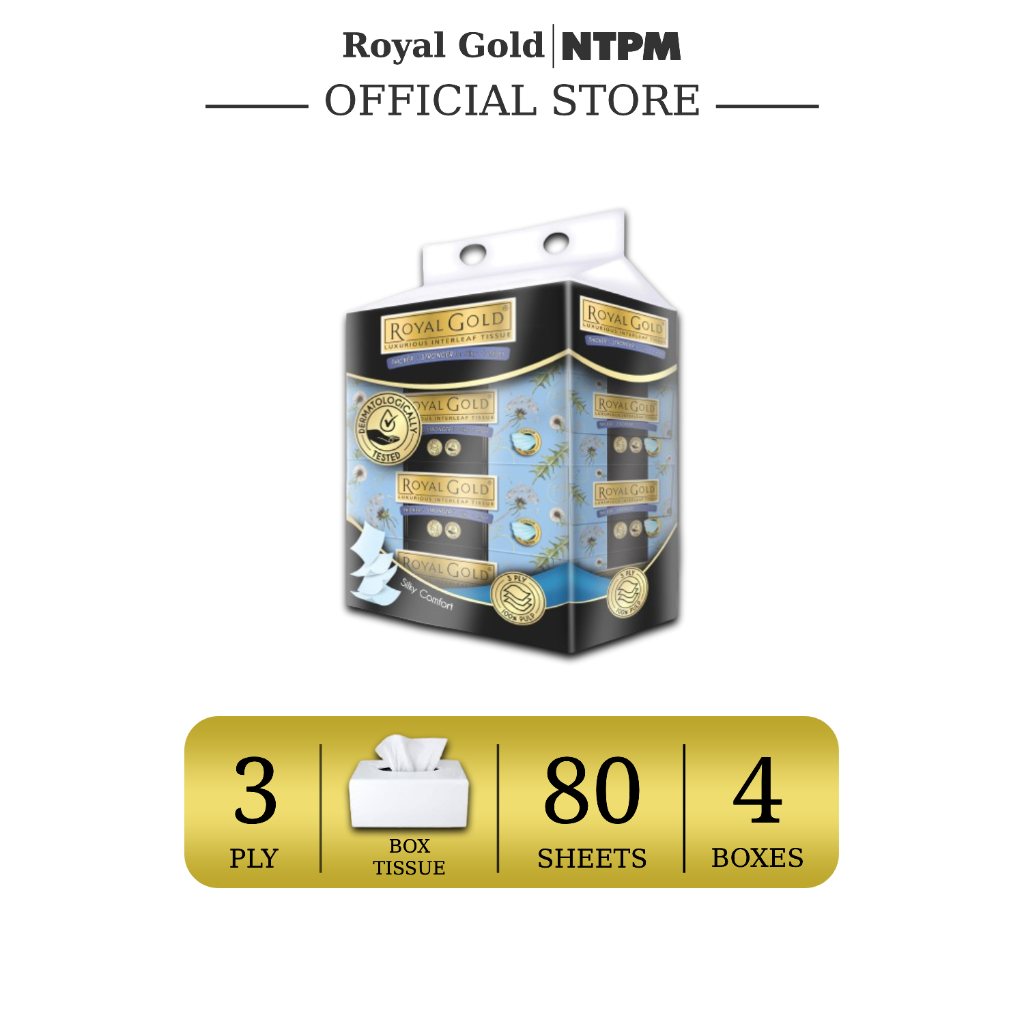 Royal Gold Interleaf Box Facial Tissue 3PLY (80'x 4) | Shopee Malaysia