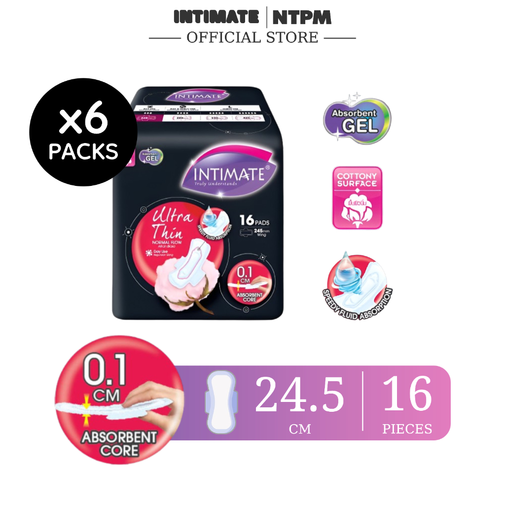 Intimate Ultra Thin Wing Day Use 245mm (16's) x 6 Packets - [FREE ...