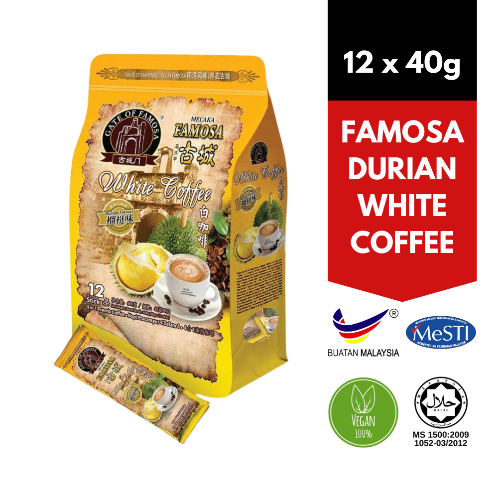 Famosa Durian White Coffee 40g x 12 | Kopi Durian Musang King | Shopee ...
