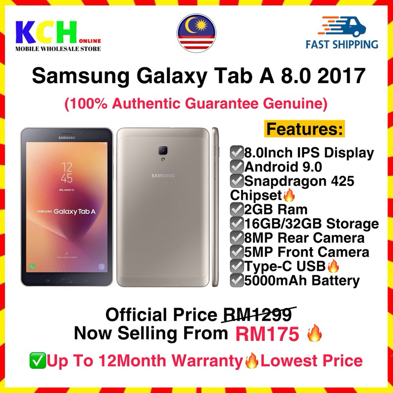 Samsung Galaxy Tab A 8.0 2017 16GB/32GB t380 Tablet Gaming Office Pdpr ...